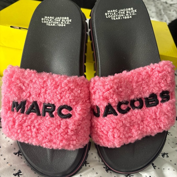 Marc Jacobs | Shoes | Marc Jacobs Pink Fluffy Slides | Poshmark